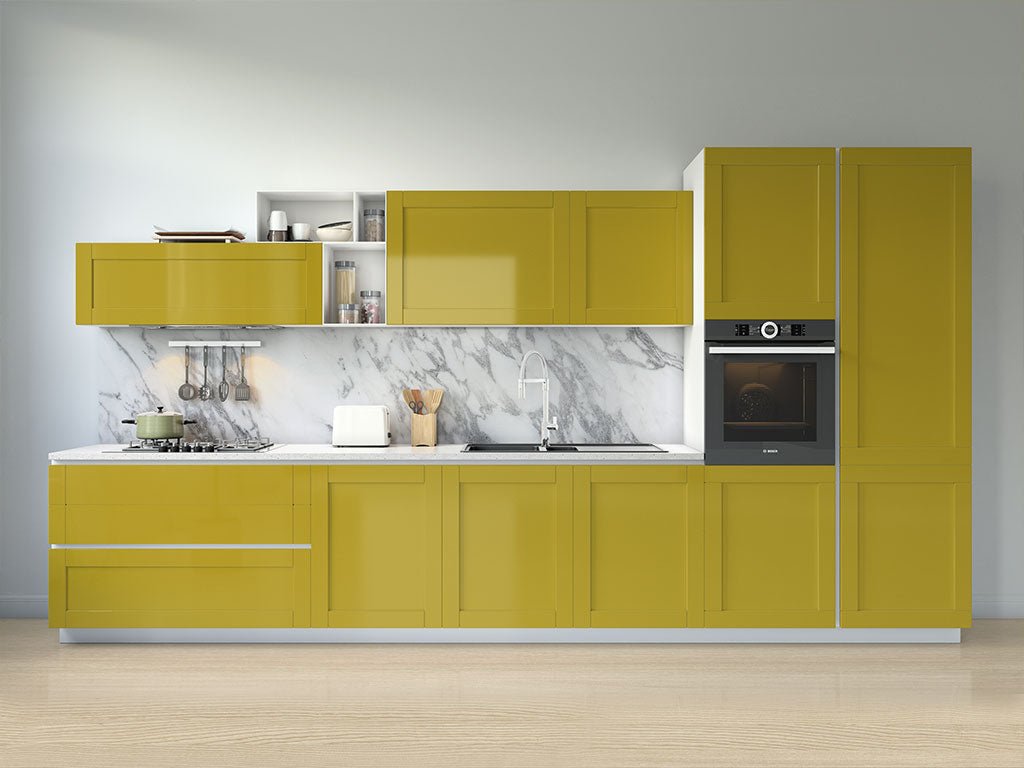 3M™ 2080 Satin Bitter Yellow Kitchen Cabinet Wraps | Cabinetry Wraps ...
