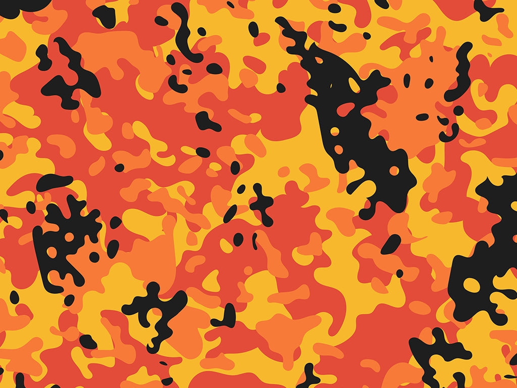 Rwraps™ Amber Flames Orange Camouflage Vinyl Wrap | Camo Print Car Wrap ...