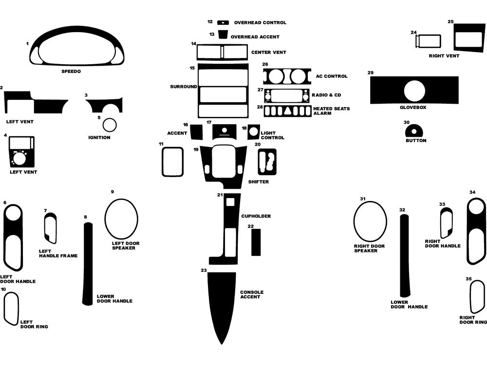 Chrysler Crossfire 2004-2008 Woodgrain Dash Kits | DIY Wood Dash Trim ...