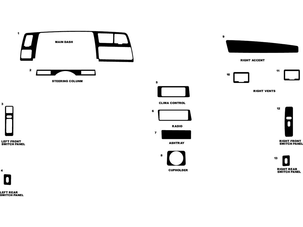 Ford Explorer 1990-1992 Chrome Dash Kits | DIY Mirrored Dash Trim Kit ...