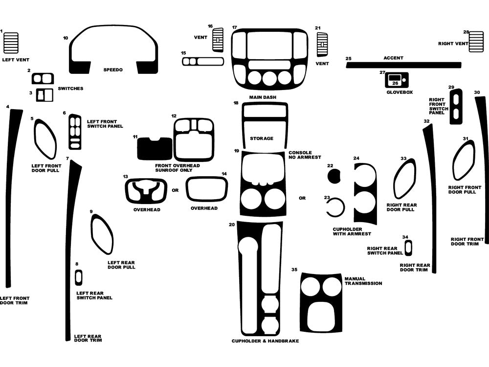 Ford Escape 2001-2007 Chrome Dash Kits | DIY Mirrored Dash Trim Kit ...