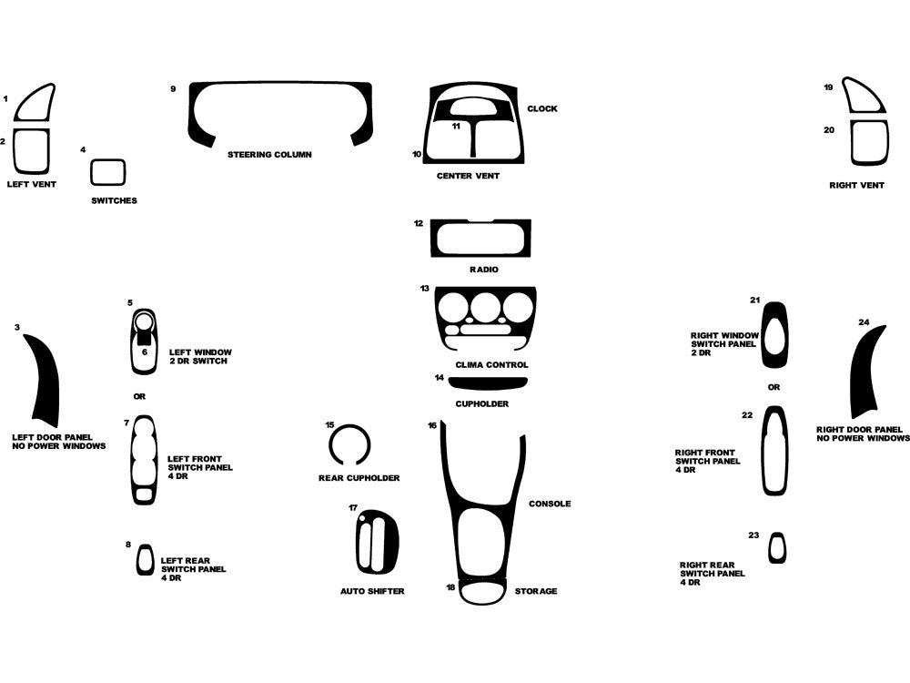 Hyundai Accent 2000-2002 Woodgrain Dash Kits | DIY Wood Dash Trim Kit ...