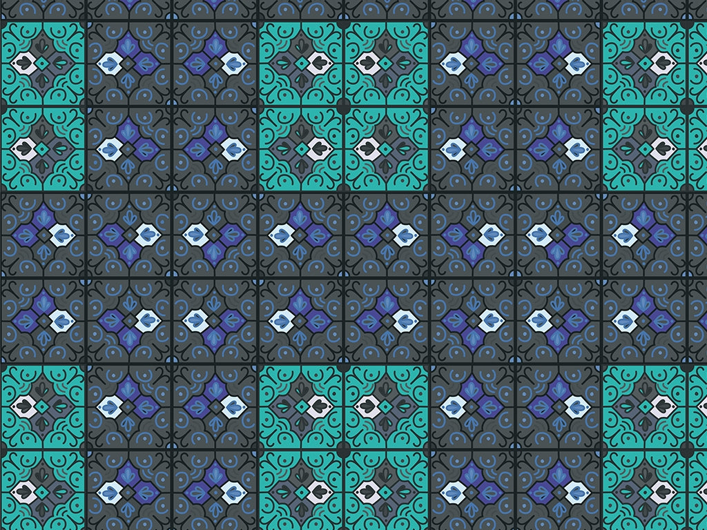 Rwraps™ Iris Floral Tile Vinyl Wrap | Tile Print Car Wrap Film – Rvinyl