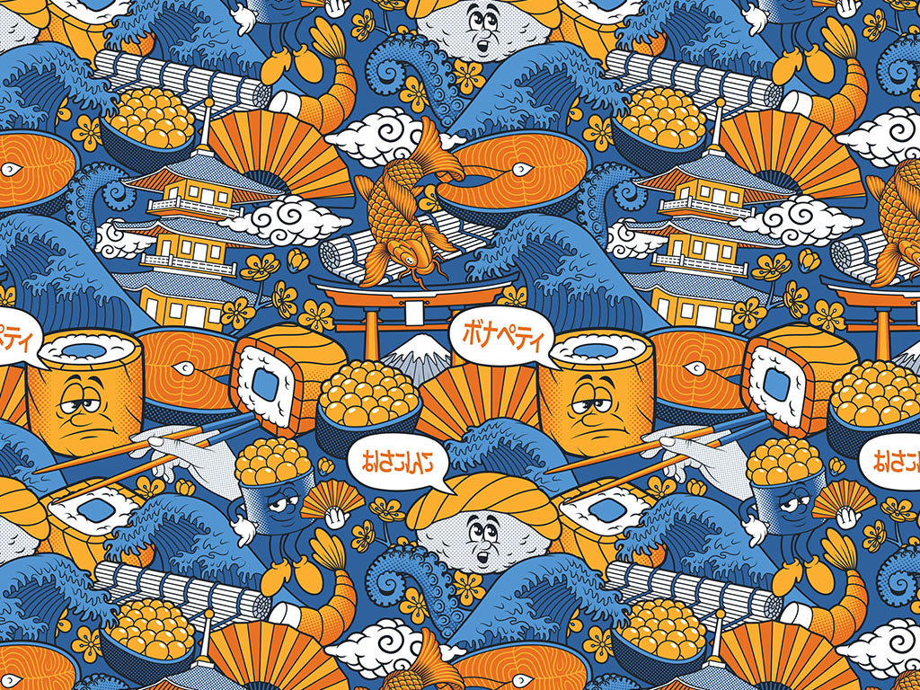 Rwraps™ Raw Tastes Japanese Vinyl Wrap | Food Print Car Wrap Film – Rvinyl